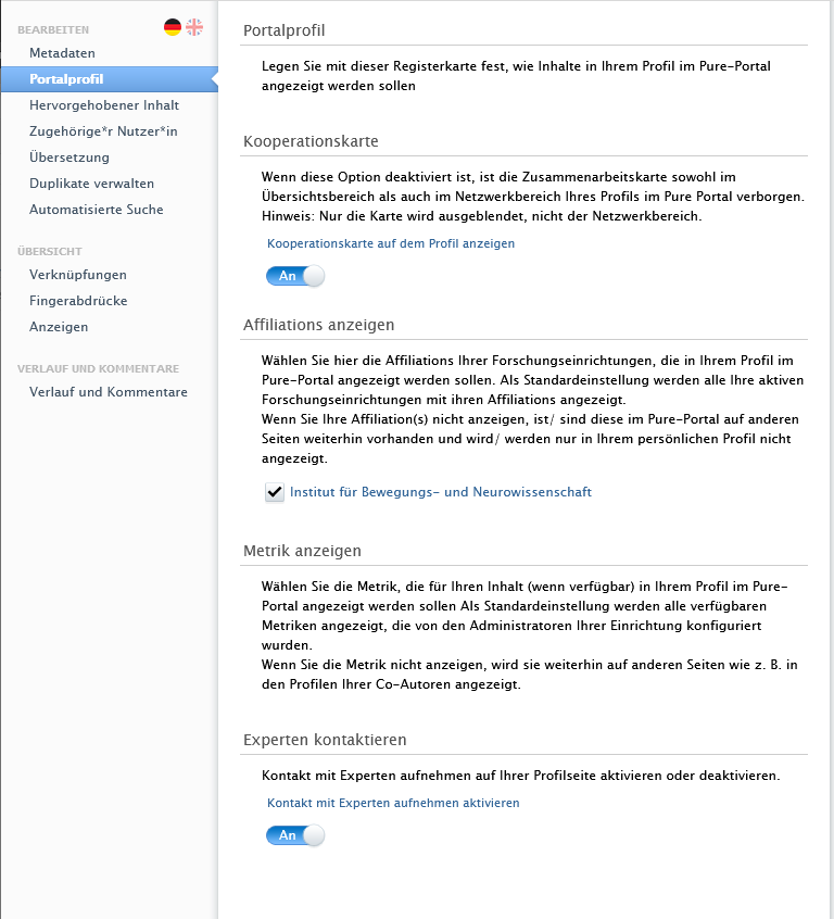 FIS-Portal-Features (z.B. Netzwerkkarte, Fingerprints, SDG-Buttons ...