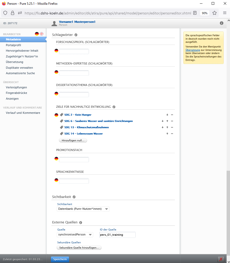 SDG-Buttons - Deutsche Sporthochschule Köln