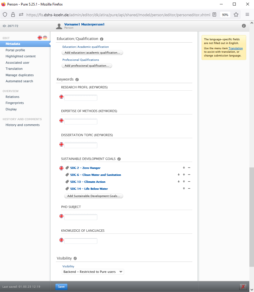 SDG buttons - German Sport University Cologne